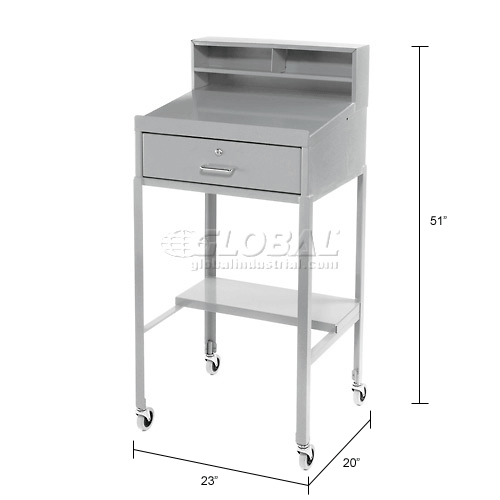 Global Industrial™ Mobile Shop Desk W/ Pigeonhole Riser, Sloped Surface ...