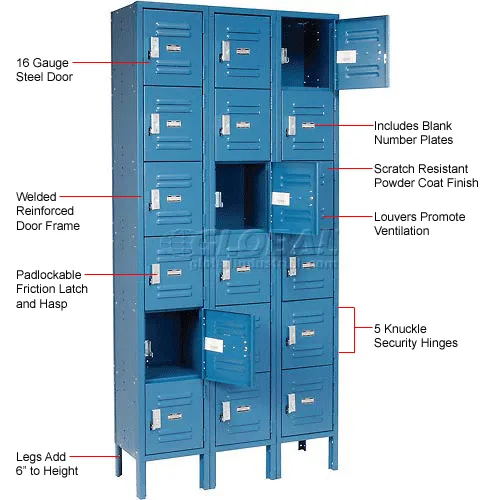 Global Industrial™ Capital® 6-Tier 18 Door Box Locker, 36"W x 12"D x 78 ...