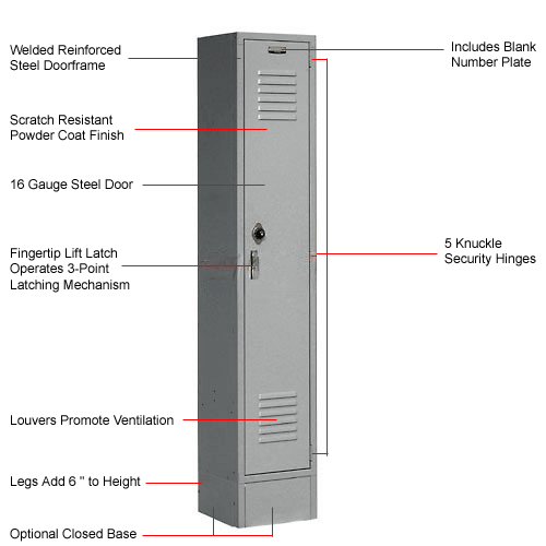 Global Industrial™ Paramount® 1-Tier 1 Door Locker, 12"Wx12"Dx72"H ...