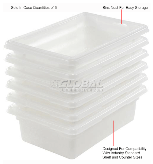 Rubbermaid 3509-00 White Plastic Box 3.5 Gallon 18 x 12 x 6 - Pkg Qty 6