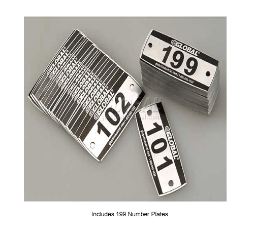 Global Industrial™ Locker Number Plate Kit - Pkg Of 199 Numbered 101 ...