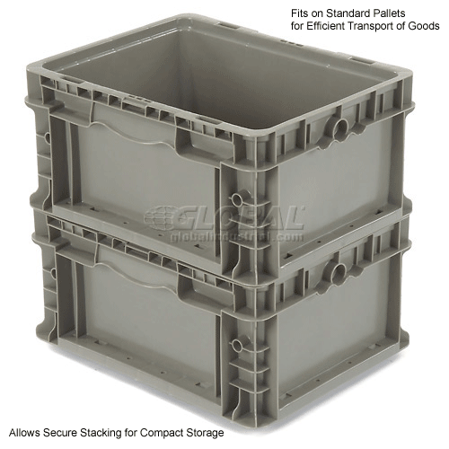 Global Industrial™ Stackable Straight Wall Container, Solid, 12"Lx15 ...