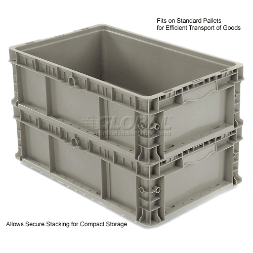 Global Industrial™ Stackable Straight Wall Container, Solid, 24"Lx15 ...