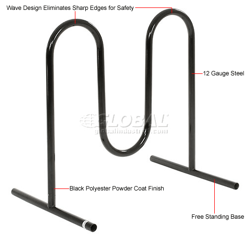 Global Industrial™ Wave Bike Rack, 5-Bike Capacity, Free Standing, Black