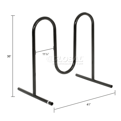 Global Industrial™ Wave Bike Rack, 5-Bike Capacity, Free Standing, Black