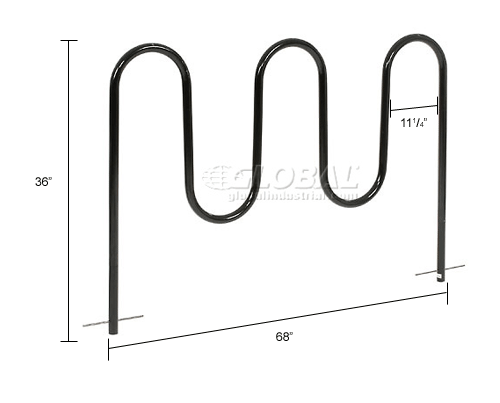 Global Industrial™ Wave Bike Rack, 7-Bike Capacity, Below Ground Mount ...