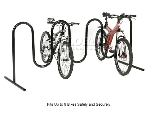 Global Industrial™ Wave Bike Rack, 9-Bike Capacity, Free Standing, Black