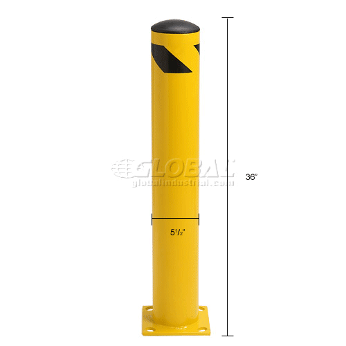 Global Industrial™ Steel Bollard w/Chain Slots & Removable Cap, 5-1/2 ...