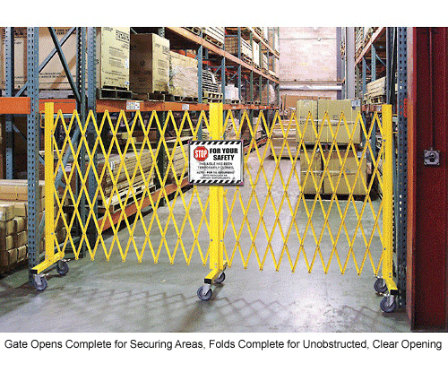Global Industrial™ Folding Barricade Security Gate With Sign | 652923 ...