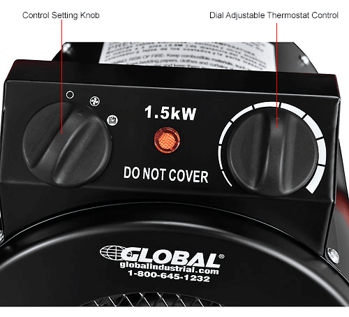 Global Industrial® Portable Electric Garage Space Heater, 120V, 1500W