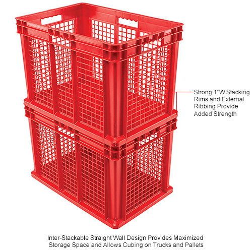 Global Industrial™ Mesh Straight Wall Container, Solid Base, 23-3/4 ...