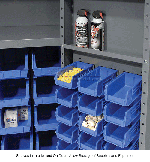 Global Industrial™ Bin Cabinet Deep Door 64 BL Bin, Shelves, 16 Ga ...