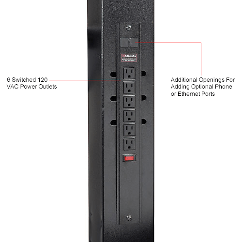 Global Industrial™ Power Kit for 68"H and 81"H Orbit Posts - Black