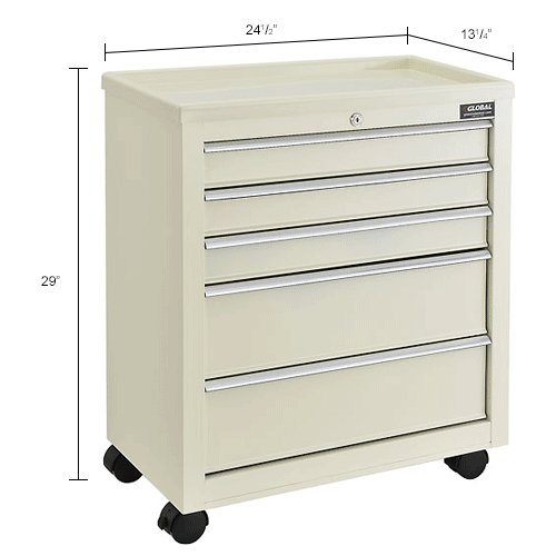 Global Industrial™ 5-Drawer Medical Bedside Cart w/ Key Lock, 24-1/2"L ...