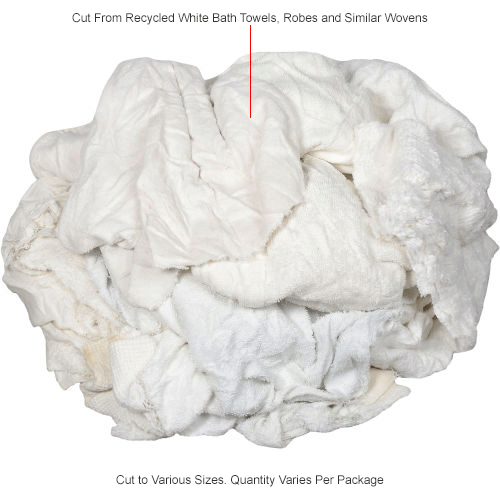 Global Industrial™ Premium Recycled White Cotton Terry Cut Rags, 10 Lb. Box