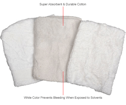 Global Industrial™ Premium Recycled White Cotton Terry Cut Rags, 10 Lb. Box
