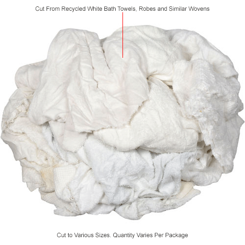 Global Industrial™ Premium Recycled White Cotton Terry Cut Rags, 25 Lb. Box