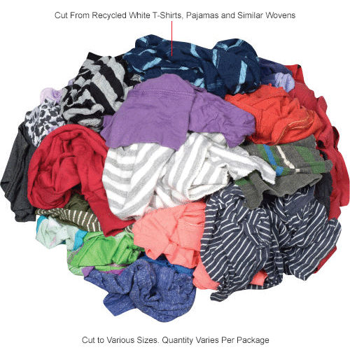 Global Industrial™ Recycled Mixed Color Cut Rags, 50 Lb. Box