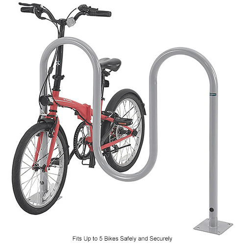 Global Industrial™ Wave Bike Rack, 5-Bike Capacity, Flange Mount, Gray