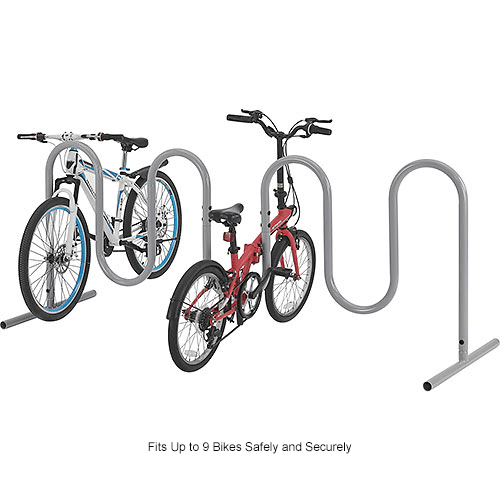Global Industrial™ Wave Bike Rack, 9-Bike Capacity, Free Standing, Gray