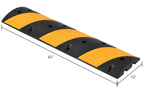 Global Industrial™ Portable Rubber Speed Bump, 48"L, Black W/ Yellow ...