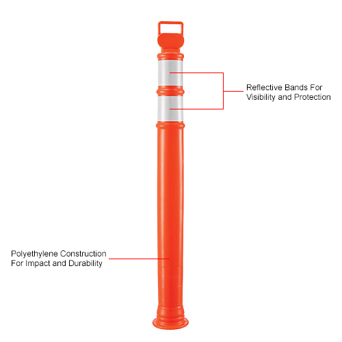 Global Industrial™ Portable Delineator Post w/ 3" Reflective Bands, 45 ...