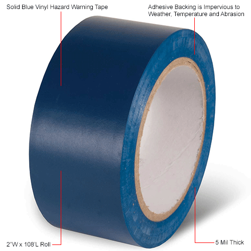 Global Industrial™ Safety Tape, 2"W x 108'L, 5 Mil, Blue, 1 Roll