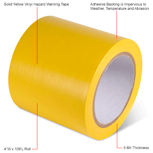 Global Industrial™ Safety Tape, 4"W x 108'L, 5 Mil, Yellow, 1 Roll ...