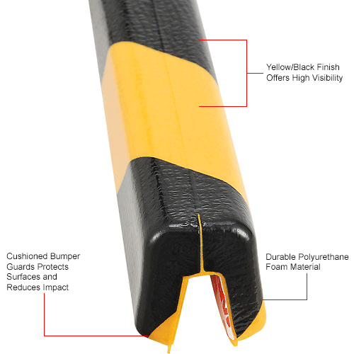 Global Industrial™ Shelf Bumper Guard, Type G, 39-3/8"L, Black/Yellow