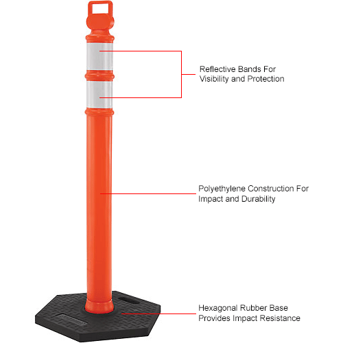 Global Industrial™ Portable Reflective Delineator Post with Hexagonal ...