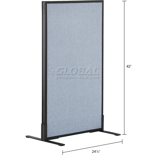 Interion® Freestanding Office Partition Panel, 24-1/4"W x 42"H, Blue