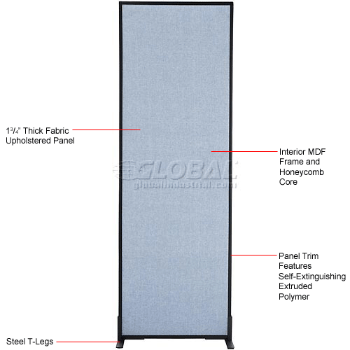 Interion® Freestanding Office Partition Panel, 24-1/4"W x 72"H, Blue
