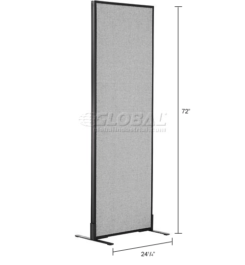 Interion® Freestanding Office Partition Panel, 24-1/4"W x 72"H, Gray