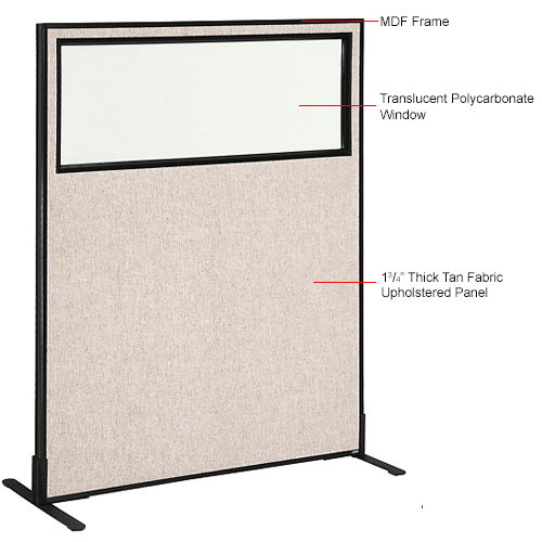 Interion® Freestanding Office Partition Panel with Partial Window, 48-1 ...