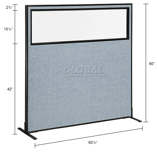 Interion® Freestanding Office Partition Panel with Partial Window, 60-1 ...