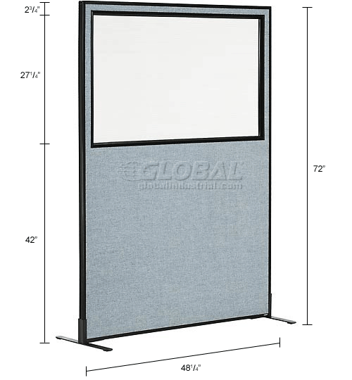 Interion® Freestanding Office Partition Panel with Partial Window, 48-1 ...