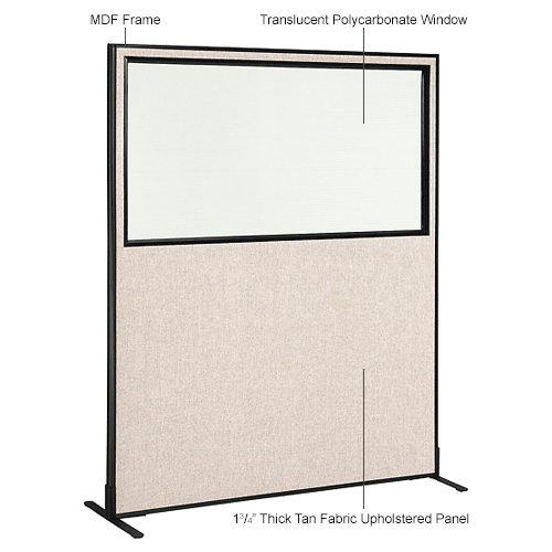 Interion® Freestanding Office Partition Panel with Partial Window, 60-1 ...