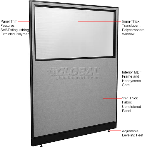 Interion® Office Partition Panel with Partial Window & Pass-Thru Cable ...
