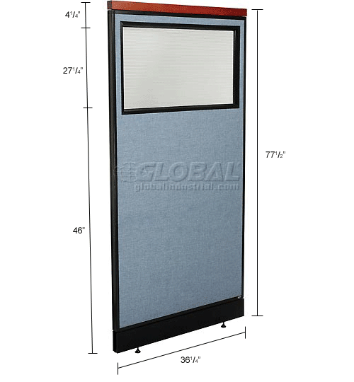 Interion® Deluxe Office Partition Panel w/Partial Window & Pass-Thru ...
