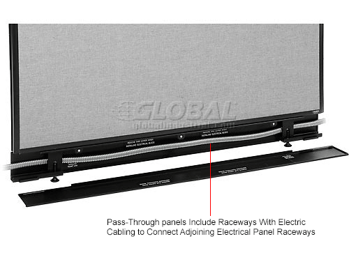Interion® Office Partition Panel with Partial Window & Pass-Thru Cable ...
