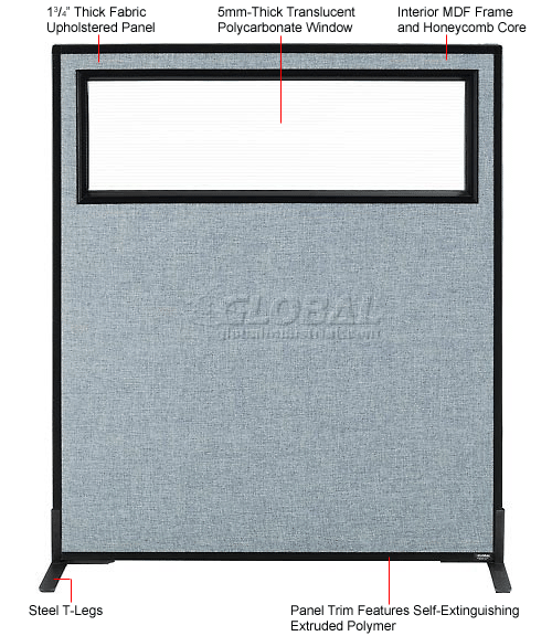 Interion® Freestanding Office Partition Panel with Partial Window, 36-1 ...