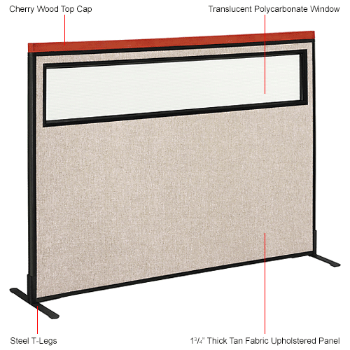 Interion® Deluxe Freestanding Office Partition Panel w/Partial Window ...