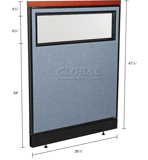 Interion® Deluxe Office Partition Panel w/Partial Window & Pass-Thru ...