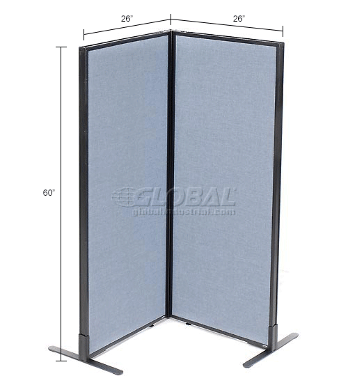 Interion® Freestanding 2-Panel Corner Room Divider, 24-1/4"W x 60"H ...