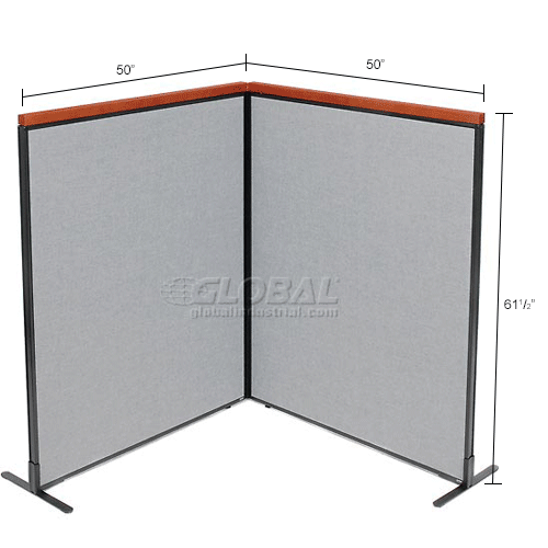 Interion® Deluxe Freestanding 2-Panel Corner Room Divider, 48-1/4"W x ...