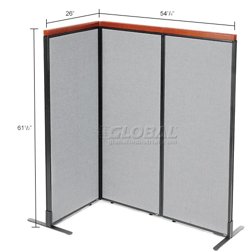 Interion® Deluxe Freestanding 3-Panel Corner Room Divider, 24-1/4"W x ...
