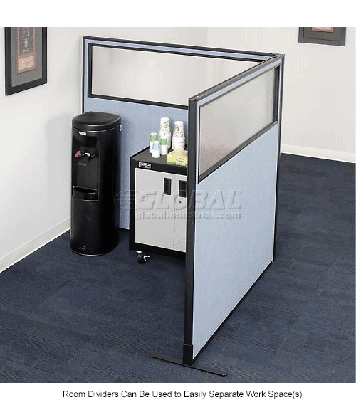 Interion® Freestanding 2-Panel Corner Room Divider w/Partial Window 48 ...