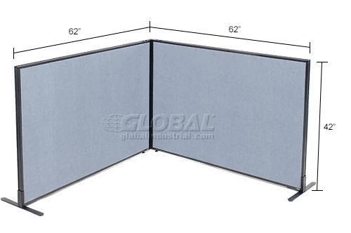 Interion® Freestanding 2-Panel Corner Room Divider, 60-1/4"W x 42"H ...