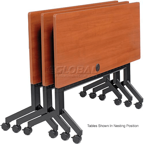 Interion® Flip-Top Training Table, 48"L x 24"W, Cherry