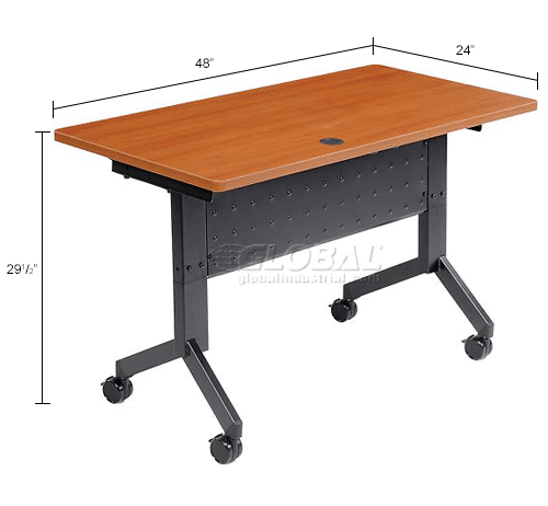 Interion® Flip-Top Training Table, 48"L x 24"W, Cherry
